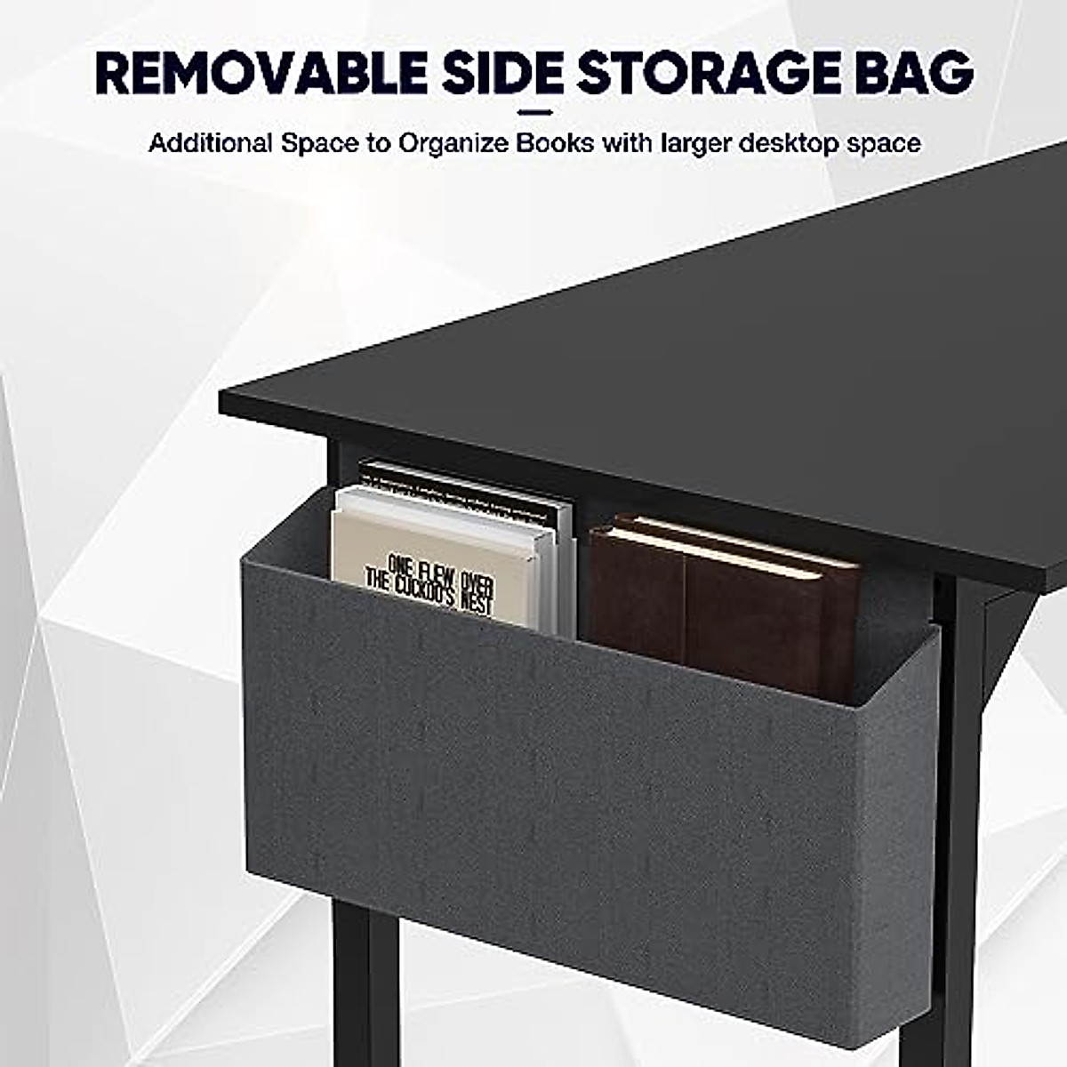 DUMOS Computer 31 Inch Office Black Modern Storage, Wood Writing, Corner Small Space, Executive Work, Home Desk for Bedroom