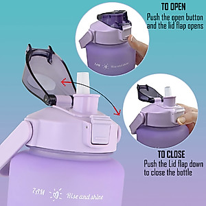 Mint Berry Half Gallon Water Bottle with Time Marker - 64 oz Water Bottle with Straw - Big Water Bottle - Large Water Bottle (Purple Mint Blue Gradient)