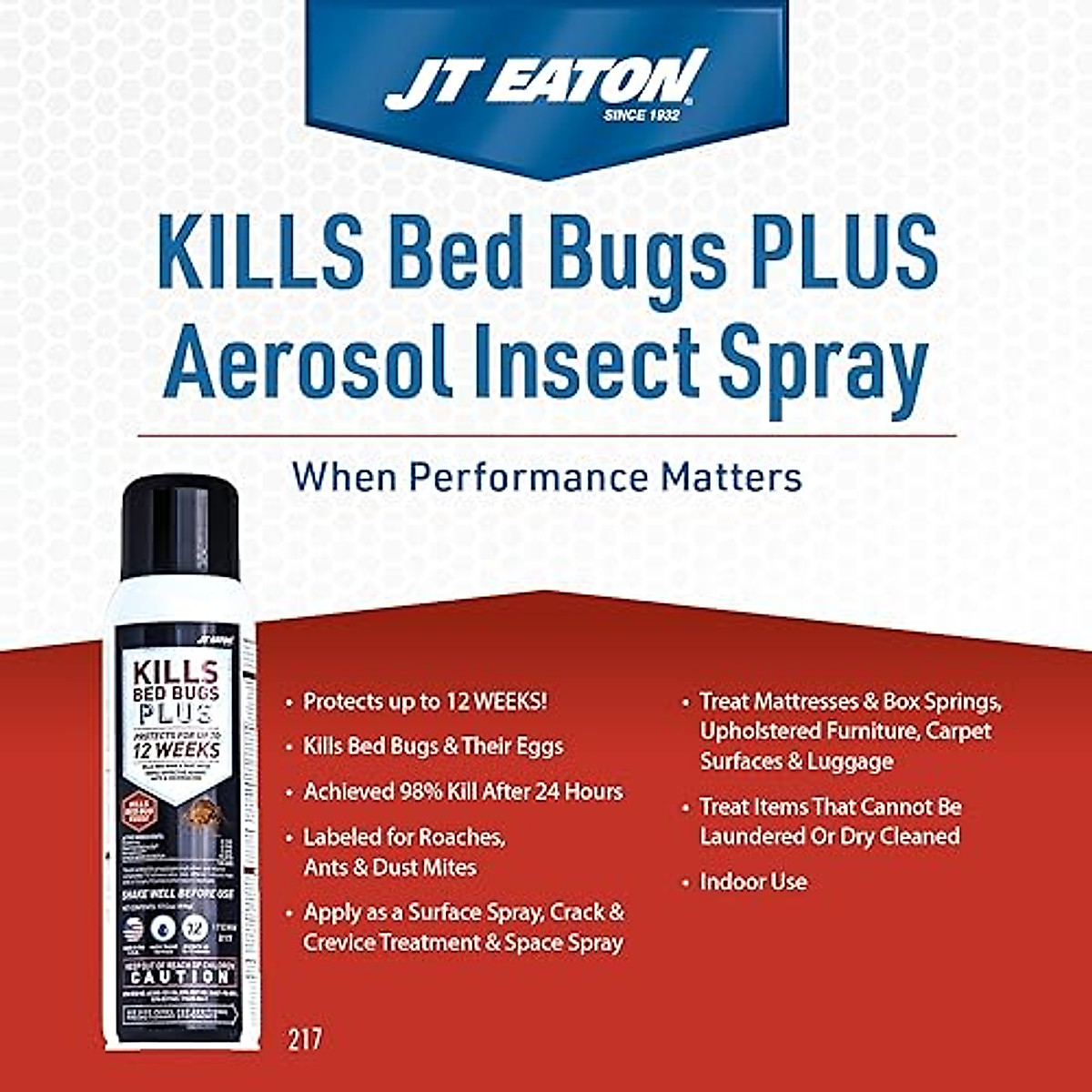 JT Eaton 217 Bed Bug Killer Plus, Non-Staining Water-Based Insect Spray for Indoors (17.5 oz)