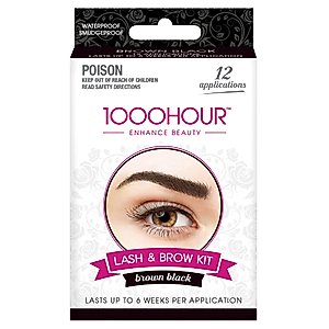 1000 Hour Professional Formula Lash & Brow Kit - Defined Brows w/a Long-Lasting Formula with Eyebrow Mascara - Brow Gel for Stunning Brows that Last Up To 6 Weeks with 12 Applications - Brown Black