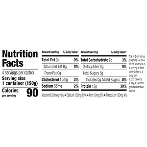 Oikos Triple Zero Strawberry Nonfat Greek Yogurt Pack, 0% Fat, Sugar Free and 0 Artificial Sweeteners, Just Delicious High Protein Yogurt, 4 Ct, 5.3 OZ Cups