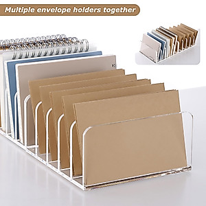 SANRUI Clear Desktop File Organizer, 5 Compartments Acrylic Office Document Sorter Mails Storage, Multifunction Letter Folder Racks Holders for Office,Home, School Desk Organization