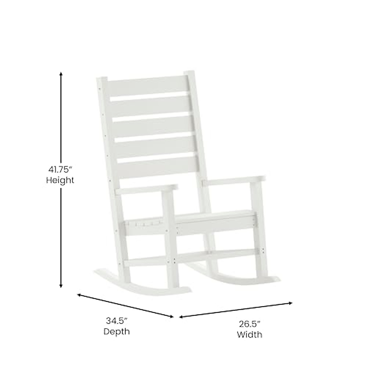Flash Furniture Manchester Commercial Grade Outdoor Rocking Chair, All-Weather HDPE Indoor/Outdoor Rocker, White