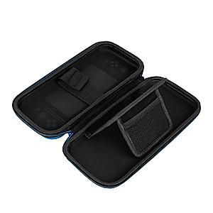 PDP Gaming Officially Licensed Nintendo Switch Slim Deluxe Travel Case - Switch OLED Protective Carrying Case and 14 game holder - Hardshell Protection - Protective Vegan Leather - (Mario Blue / Red)