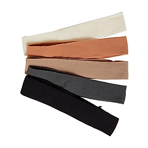 Goody Ouchless Jersey Fabric Headwraps, Wide Cloth Headbands, Neutral Colors, For Women and Men,6 Ct