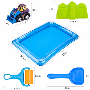 Play Sand for Kids, 3lbs Magic Sand, Building Castle Molds Tools, Construction Trucks, Toys and Signs, Tray Storage Bag, 43PCS Sandbox Set Toddlers Kids Boys Grils