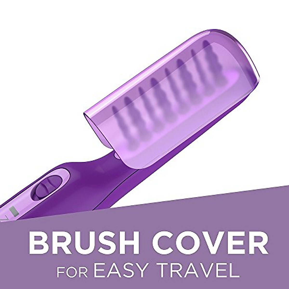 Remington DT7432 Wet or Dry Tame The Mane Electric Detangling Brush with Brush Cover, Adults & Kids, (Batteries Included), Purple, 1 Count