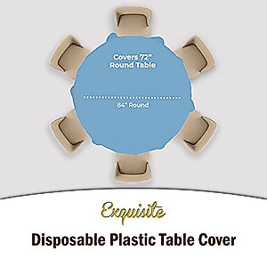 Exquisite 12-Pack Premium Plastic Tablecloth 84in. Round Table Cover - Light Blue