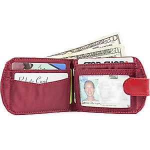 Big Skinny Women's Taxicat Leather Bi-Fold Slim Wallet, Holds Up to 25 Cards, Red