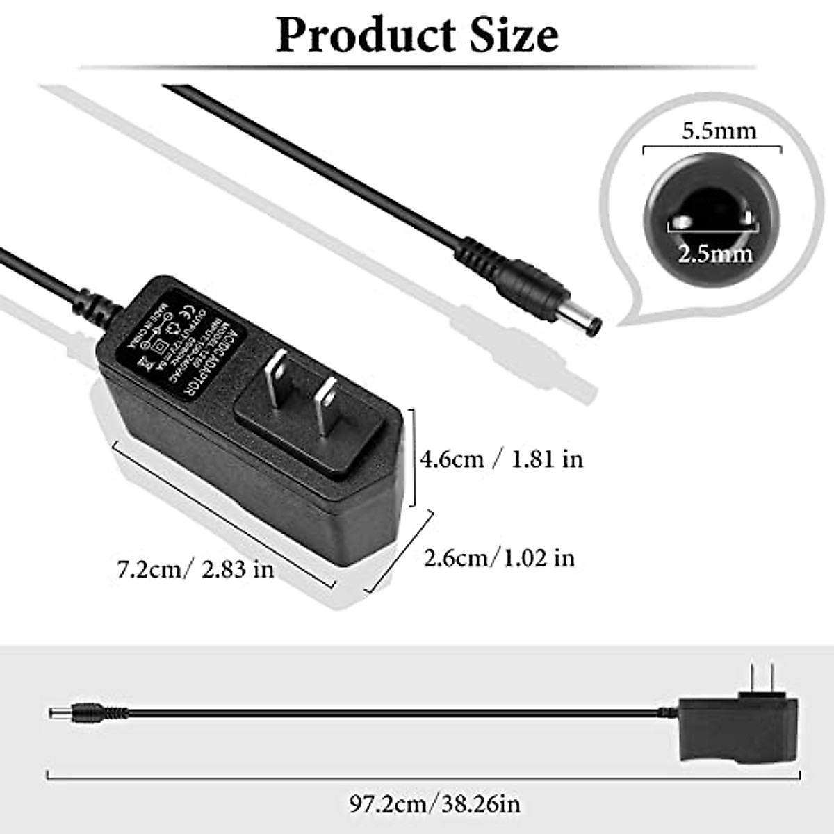 5V 1A AC Adapter, Waysse 5V 1A Power Supply DC Power Adapter,100V-240V Slim Design AC Power Adapter Wall Charger for Android Tablets Webcam Routers Toys Recorder Speaker & More DC 5V Devices