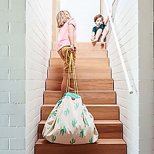 Play & Go Drawstring Play Mat Storage Bag for Children - Kids Toy Storage Organizer - Drawstring Toy Bag - Large 55" Play Mat for Toddlers Toys and Bag for Storage - Cactus