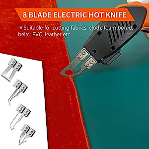 RONGTER Electric Hot Knife Air-cooled Rope Fabric Foam Cutter with 8 Blades Hot Knife, Foam Cutter Cutting Tool for Cloth Ropes Belts Net Tube Foam Board Kt Board Leather Canvas