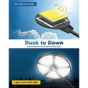 BNT Solar Street Lights Outdoor Waterproof 3000W Round LED Solar Powered Street Light with 360° Wide Angle Illumination, Waterproof IP66, Solar Outdoor Lights for Yard, Piazza (2 Pack)