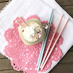 Outside the Box Papers Pastel Chevron Paper Straws - Easter Straws - 100 Pack Pink, Light Blue, Yellow, Green