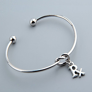 FEELMEM Rx Pharmacist Pharmacy Bracelet Love Knot Bangle with RX Symbol Charm Bracelet Graduation Gift(RX charm-Silver)