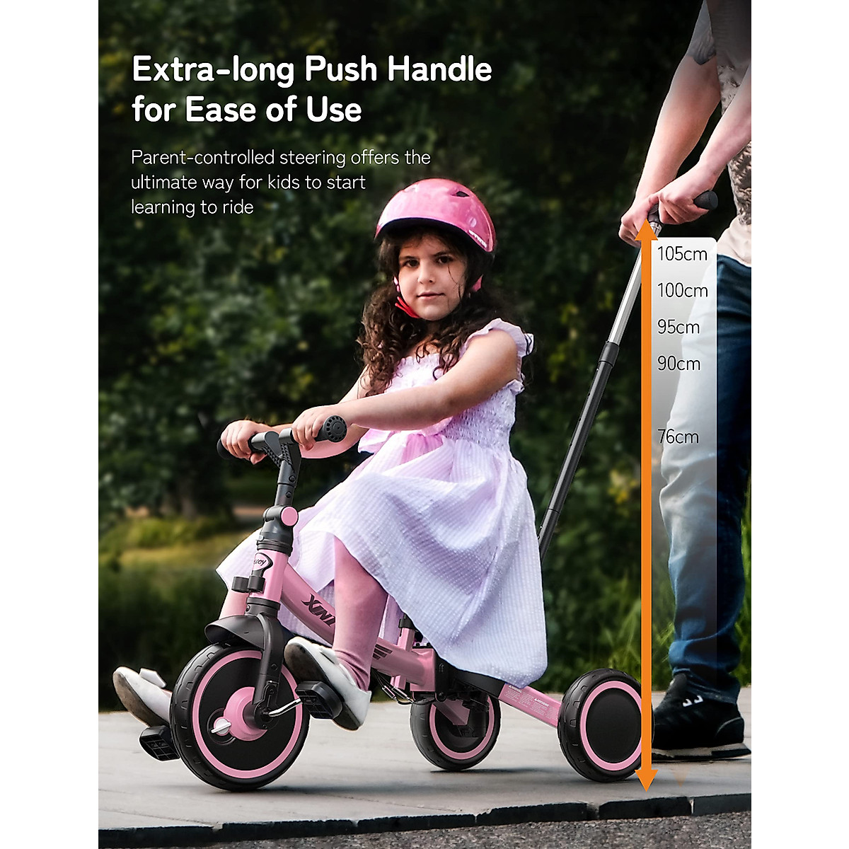 besrey Toddler Bike with Parent Steering Push Handle for 1-3 Years Old Girls and Boys, Foldable Kids Push Trike, Toddler Tricycle with Removable Pedals, Height Adjustable Seat