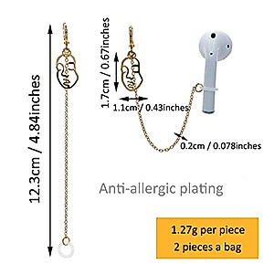 Airpod Earrings Anti Lost Earring Strap for Airpods Anti Lost Strap for Airpods Pro, Wireless Earhooks Earbuds Earphone Holder Connector, Compatible with Airpods 1 2 3 (Gold face Style)