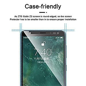 Coolpow 【 3 Pack】 Designed for ZTE Gabb Z2 Screen Protector Tempered Glass Film,9H Hardness, Ultra HD, Scratch Resistant, Easy Install, Case Friendly