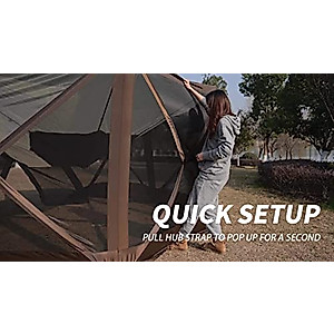 Gardimax Pop Up Instant 12'x12' 6 Sided Gazebo Screen House for Camping 8-10 Person, for Backyard, Camping, Outdoor, Coffee