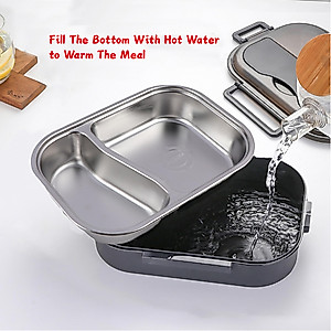 Tinaforld 304 Stainless Steel Thermal Lunch Box Leakproof Food Storage Containers, Bento Box for Adults,Men,Women