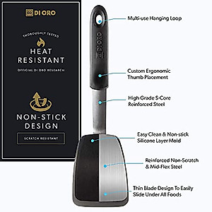 DI ORO Egg Spatula - Silicone Turner Spatula for Cooking - Spatula for Nonstick Cookware Heat-Resistant - High Heat Thin Spatula & Flexible Turner - Kitchen Flipper BPA Free & Dishwasher Safe