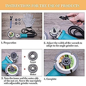 Auniwaig Angle Grinder Accessories Angle Grinder Parts Set, Including Black Metal Guard Protector Cover, Angle Wrench Grinder Flange Lock Nut, Angle Grinder Handle, Sanding Disc