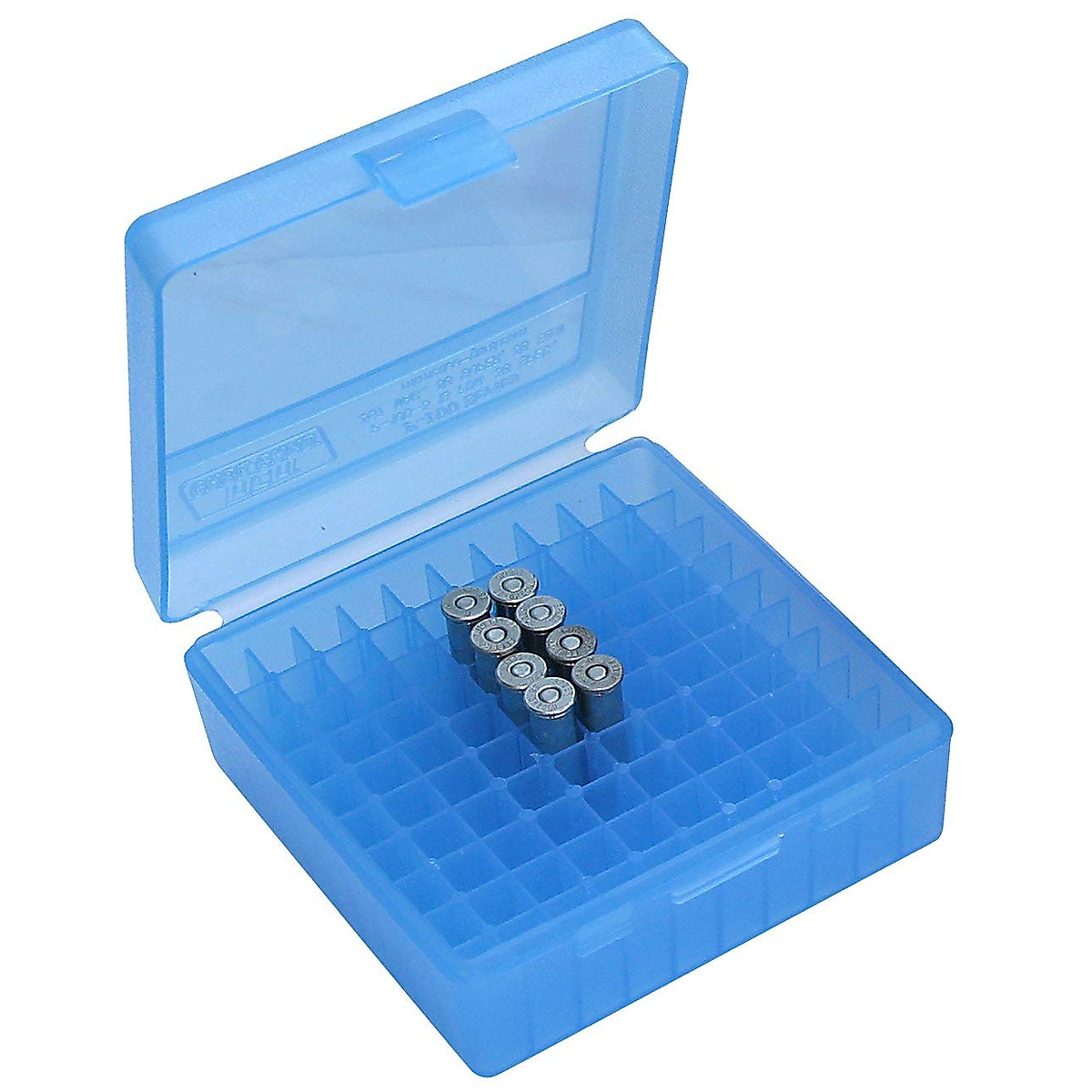 MTM Plastic Ammo Box, Clear Blue 100 Round 38/357 (2)