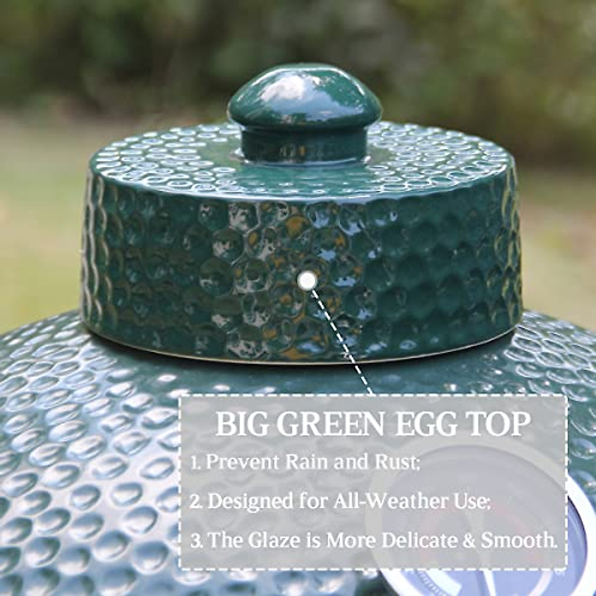 GriAddict Big Green Egg Ceramic Chimney Rain Cap, Big Green Egg Grill Top Vent Replacement Parts - Great for Medium, Large, XLarge Green Egg Accessories, Top Damper for Easy Grasp and Anti-Hot