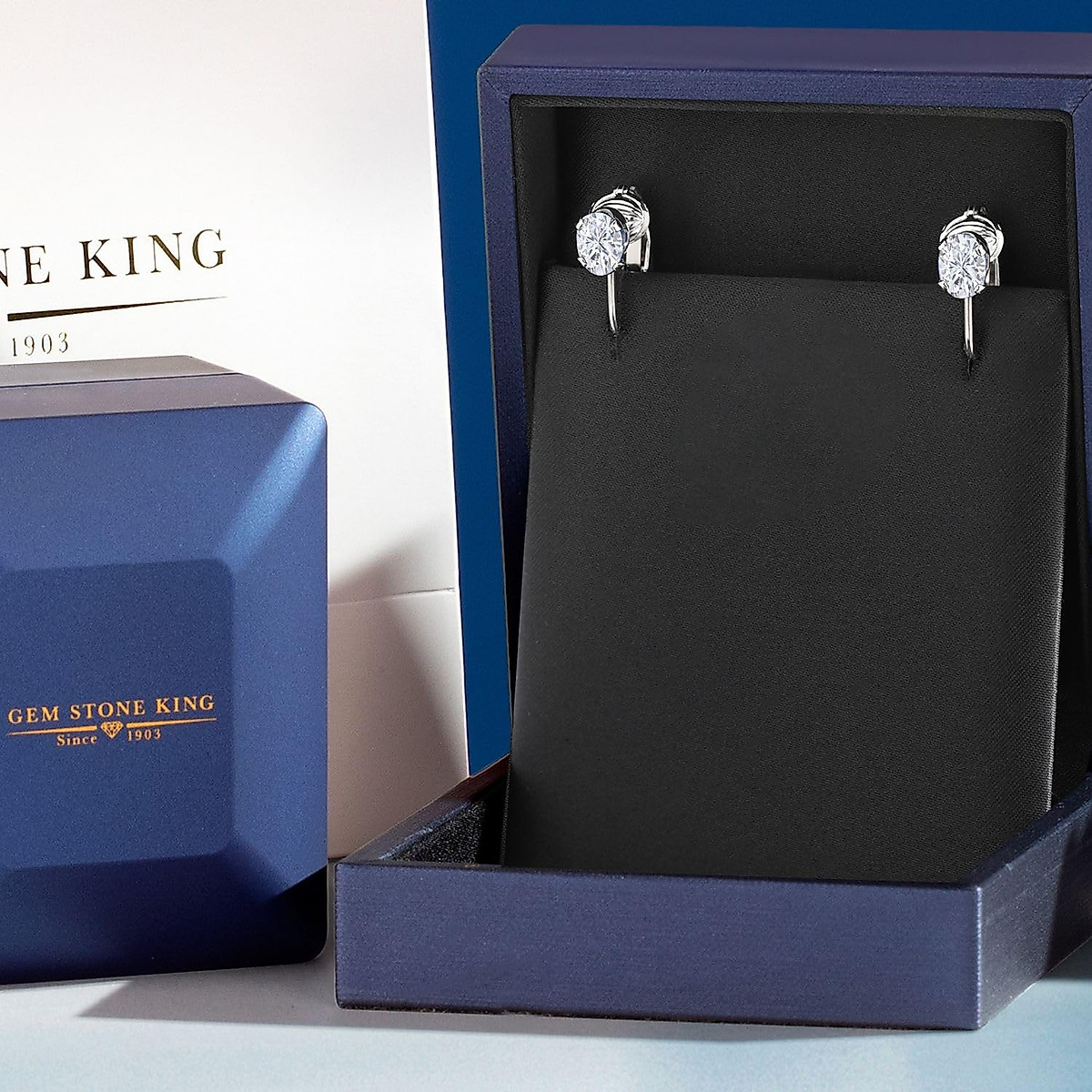 Gem Stone King 925 Sterling Silver Gemstone Birthstone Clip-On Earrings | Drop Earrings for Women | Oval 7X5MM | Gift For Women Mother Bridesmaids