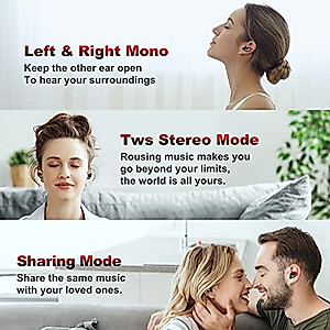 Bluetooth Earbuds Wireless Ear Buds Touch Control Wireless Earphones with HiFi Stereo Audio, Noise Reduction, IPX7 Waterproof Headphones, LED Charging Case, Built-in Mic for Sport/Work/Travel Red