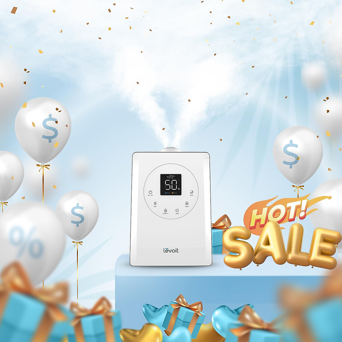 LEVOIT LV600S Humidifiers for Bedroom Large Room Home, 6L Warm and Cool Mist Top Fill Ultrasonic Air Vaporizer, Smart App & Voice Control, Quickly Humidify Whole House up to 753 sq.ft, Sleep Mode