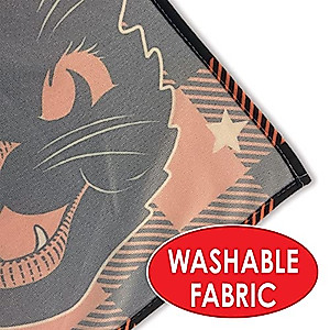 Beistle Fabric Black Cat Vintage Halloween Tablecover, 55” x 90.5” – Polyester Table Cloth, Rectangular Tablecloth, Holiday Tablecloth, Halloween Fabric Tablecloth, Halloween Decorations