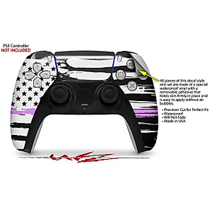 WraptorSkinz Skin Wrap compatible with Sony PS5 DualSense Controller Brushed USA American Flag Pink Line (CONTROLLER NOT INCLUDED)