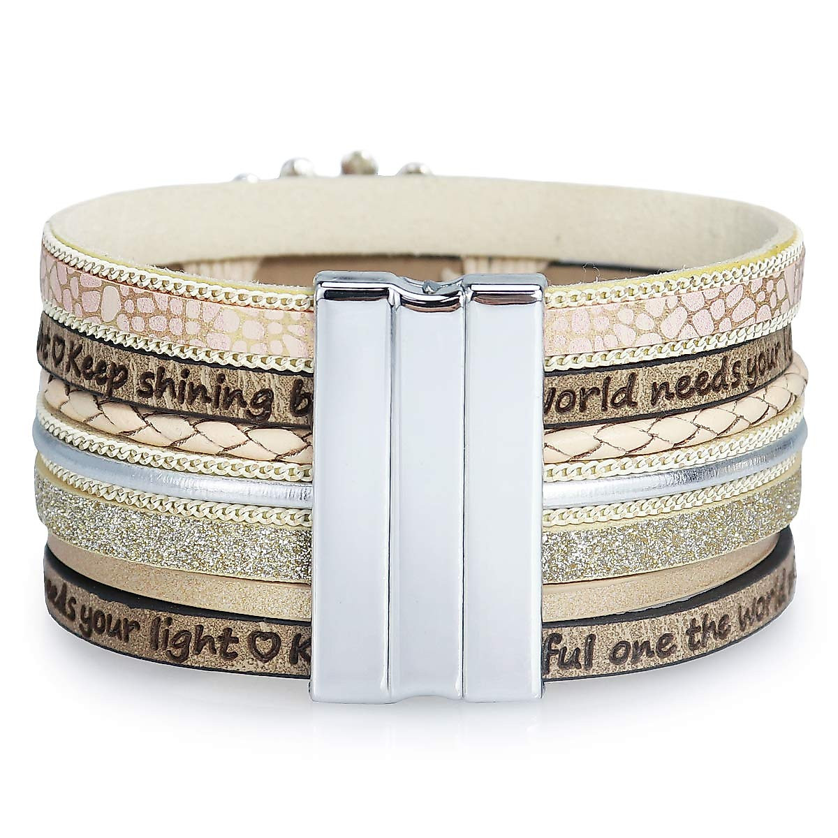 Suyi 18th Birthday Gifts for Women Leather Wrap Bracelet Multilayer Magnetic Buckle Bracelet 18th