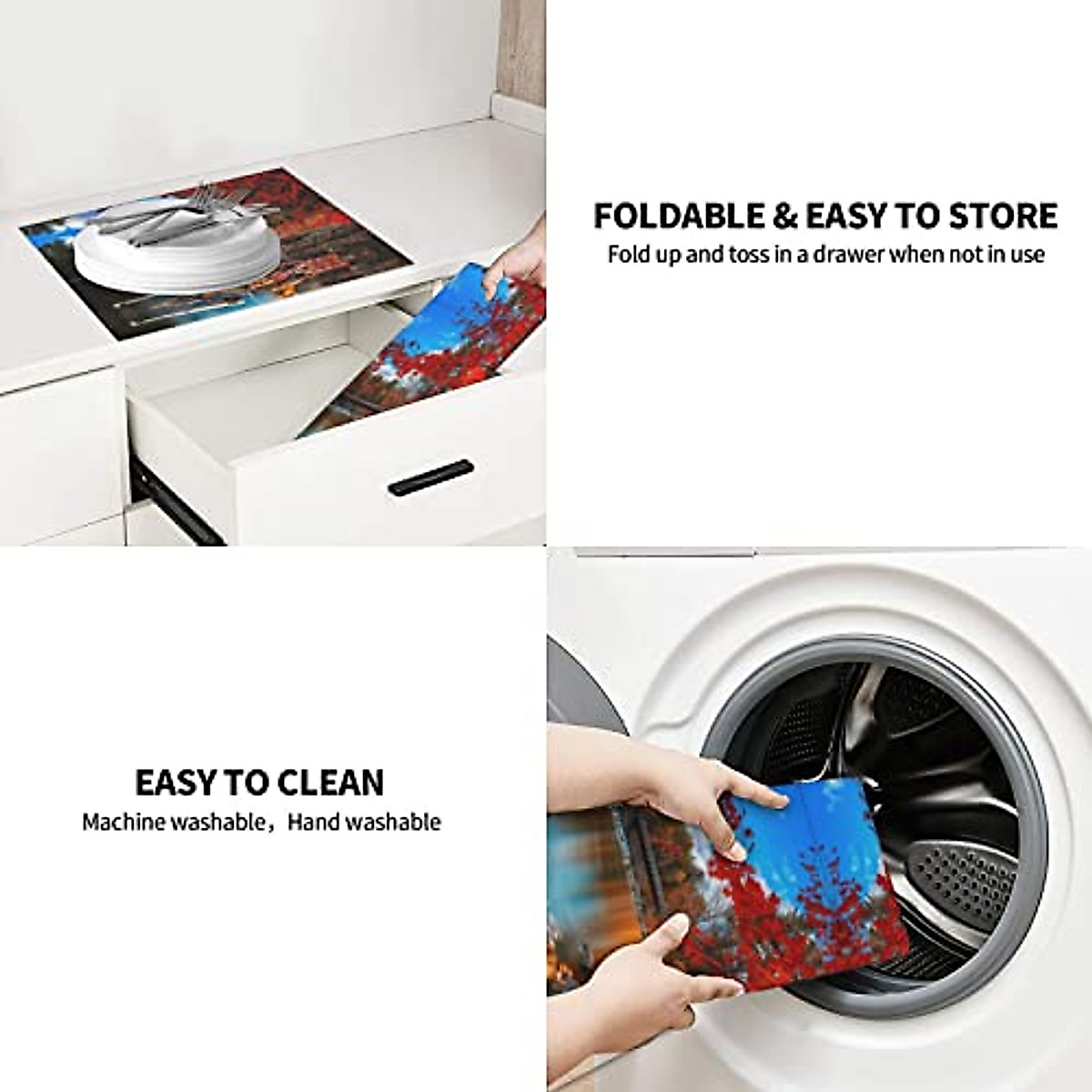 killarney national park Printed Drying Mat For Kitchen Ultra Absorbent Microfiber Dishes Drainer Mats Non-Slip Silicone Quick Dry Pad - 18 X 16inch