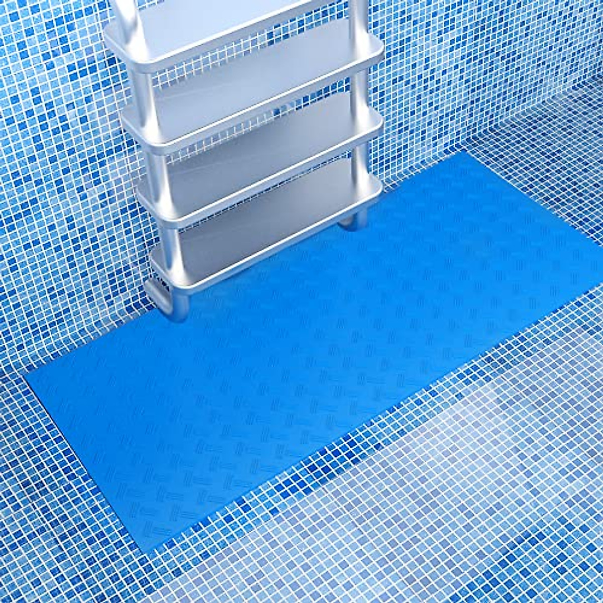 DECOHS Pool Ladder Mat- 9"x36" Non-Slip Pool Step Mat-Protective Swimming Pool Ladder Mat for Above Ground Pools Steps Stairs Ladders (Stripe-1PC)