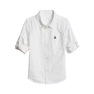 GAP Baby Boys Toddler Oxford Convertible Button Down Shirt, White000, 2T US
