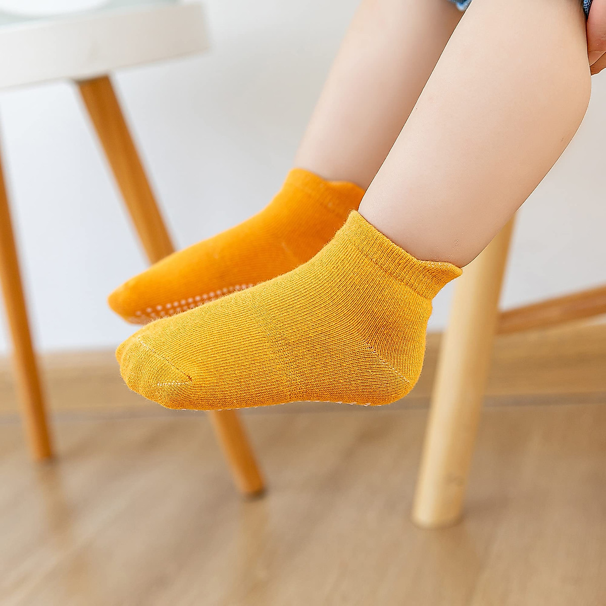 Dicry Toddler Non-Slip Ankle Socks Baby Anti-skid Grips Socks for Infant Kids (1-3T, Girls Colorful 12 Pairs)