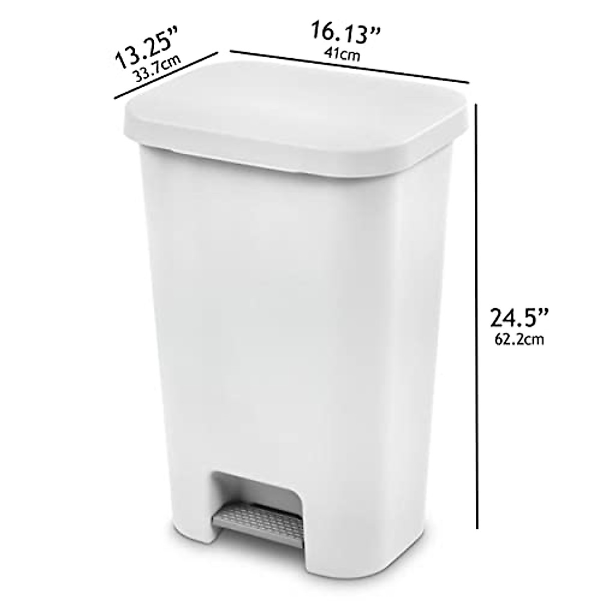 Sterilite 11.9 Gallon Trash Can with Lid, Step-on White Kitchen Garbage Can for Bathroom, Bedroom, Home, and Outdoor, Wholesalehome Cleaning Cloth Included
