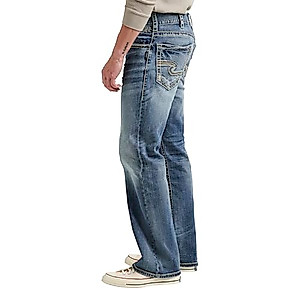 Silver Jeans Co. Men's Zac Relaxed Fit Straight Leg Jeans, Light Indigo, 34W x 34L
