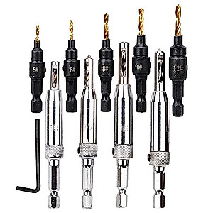 Eagles 4PCS Self centering Hinge Drill Bits for Door Cabinet + 5PCS HSS Woodworking Countersink Drill Bit Set with Free Wrench for Pilot Holes