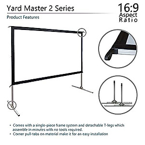 Projector Screen Yard Master 2 Series by Elite Screens | 100” (inch) Portable Outdoor or Indoor Front Projection with Stand | 16:9 4K/8K Ultra HD 3D Fast Folding Easy Snap Home Theater Cinema Movie