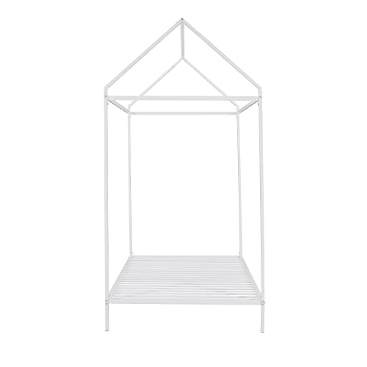 Merax Montessori Bed Twin Metal House Bed for Kids Boys,Girls, No Box Spring Needed, Noise Free (Twin,White)