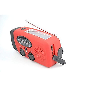 【Aivica-088】 NOAA Weather Radio Emergency Radio Solar, Hand Crank, Micro USB Charge AM/FM/NOAA Radio 3 LED Flashlight 2000mAh Smart Phone Charger Power Bank(Red)（red）