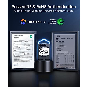 64XL Ink Cartridge Combo Pack Remanufactured Compatible for HP Ink 64 Ink,Work with Envy Photo 7855 7858 7155 7120 6252 6255 7120, 6200/7100/ 7800/ Tango X Series Printer (1*Black,1*Tri-Color)