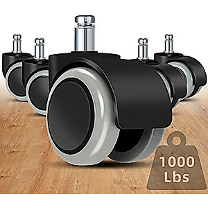 Office Chair Caster Wheels Replacement(Set of 5) for Hardwood Floors and Carpet- Heavy Duty Caster Support up to 1000bls, Office Rubber Chair Wheels,2 inch,Universal Size (Grey)