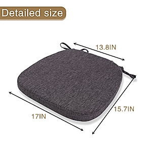 Kimgull Chair Cushions with Ties, Non Slip Chair Pads Set of 4, Thickened Breathable Cover Detachable Seat Cushion, for Kitchen Dining Living Room Office Chair (17x15.7x2In Yellow)
