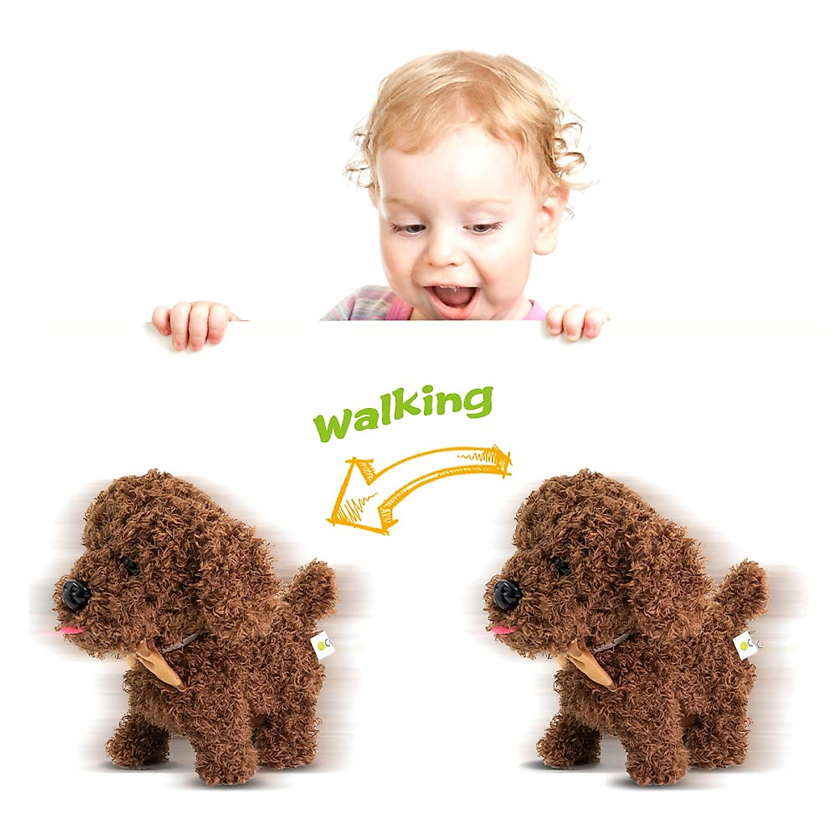 WEofferwhatYOUwant Plush Electronic Labradoodle Dog - Adorable Goldendoodle Teddy Bear Puppy- Walks, Barks, and Cuddles. Ages 18+ Months
