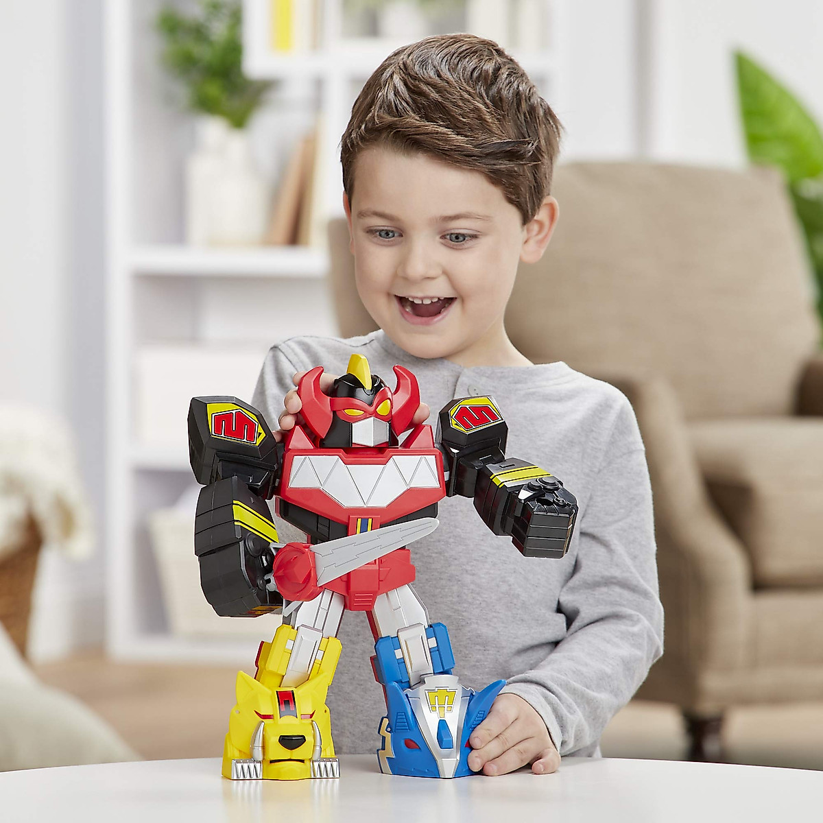 Power Rangers Playskool Heroes Mega Mighties Megazord Action Figure, 12-Inch Mighty Morphin Toy for Kids Ages 3 and Up