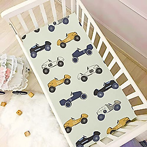Race Cars Baby Crib Sheets Soft Toddler Bed Sheets Breathable Mattress Cover Baby Bed Sheets for Crib Mattress Unisex Newborn Boy, 39 * 27 * 5in